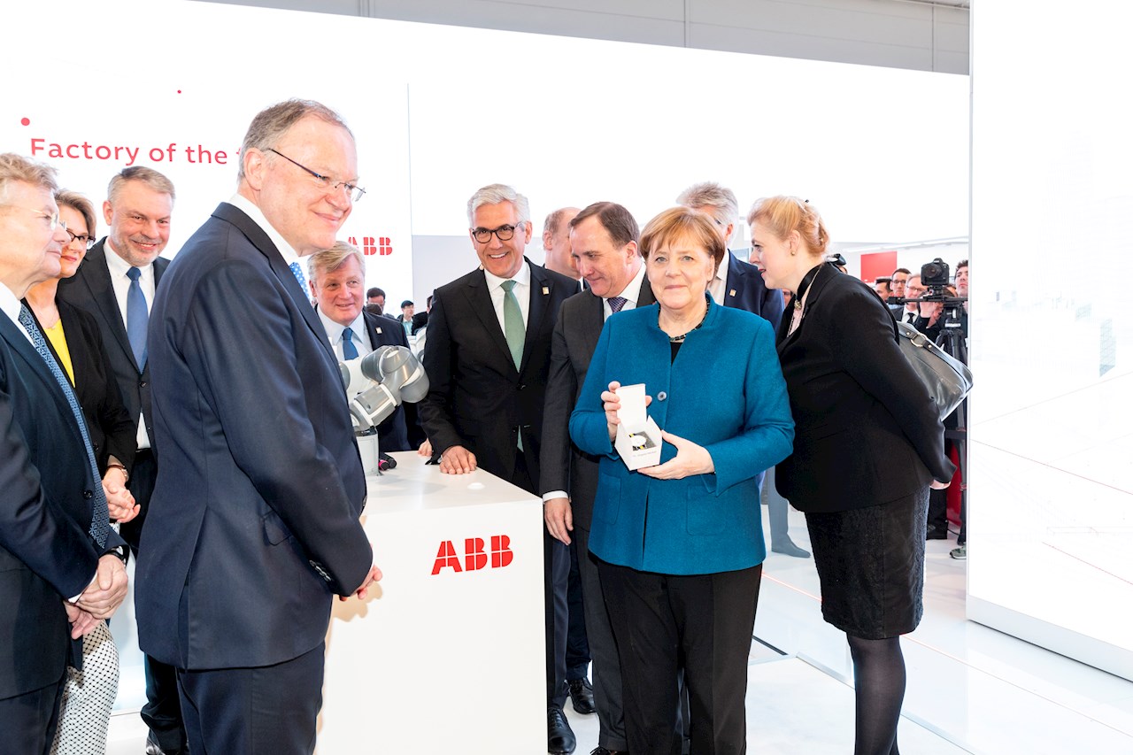 German Chancellor and PM of Sweden get a glimpse of ABB's Factory of ...